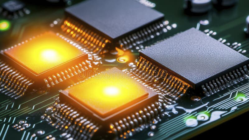 High-Resolution Image of Semiconductor Chips with Glowing Cores ...