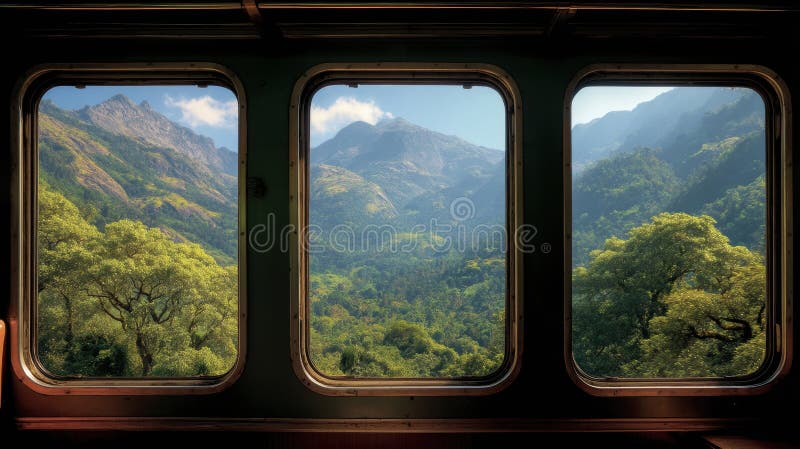 A Stunning Image of Serene View of Mountains and Lush Greenery Framed ...