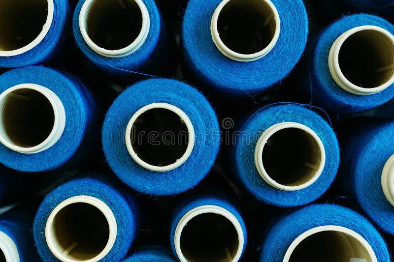 High-resolution Image of a Set of Spools of Blue Thread Stock Photo ...