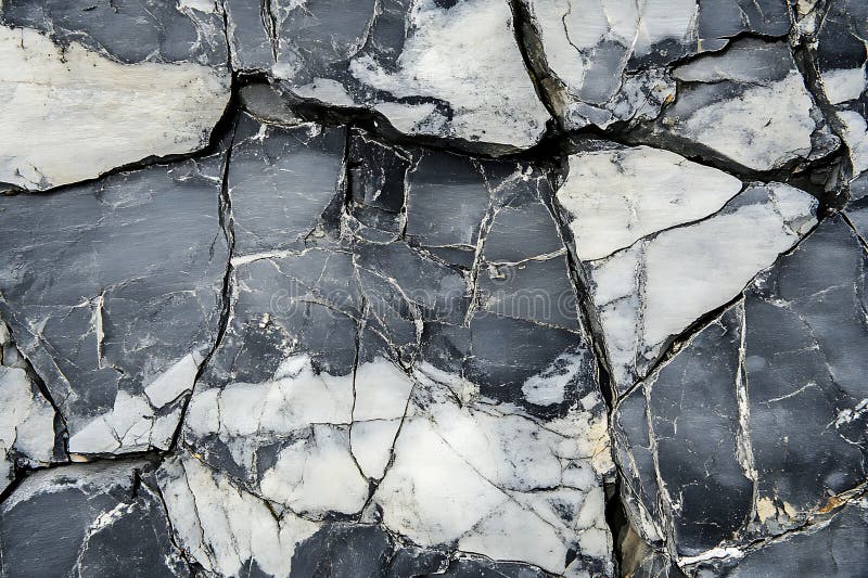 Close-up View of a Fractured Stone Surface with Contrasting Dark and ...