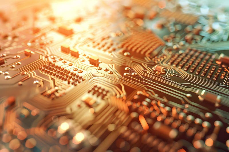 Close-up of a Microchip Surface Showing Intricate Circuits and ...