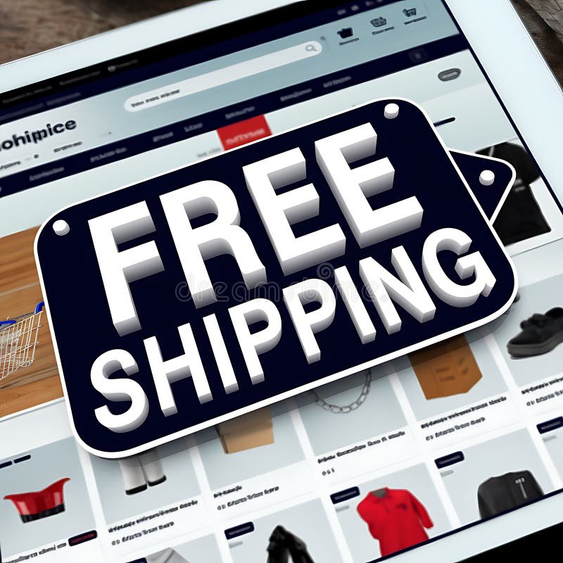 Eye-Catching Online Shopping Promotion Featuring Free Shipping Stock ...
