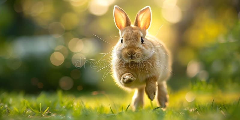 High-resolution Image Showcasing a Bunny Hopping in a Field. Concept ...