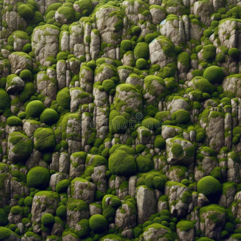 Moss-Covered Rocks Texture in Lush Green Forest, AI Generated Stock ...