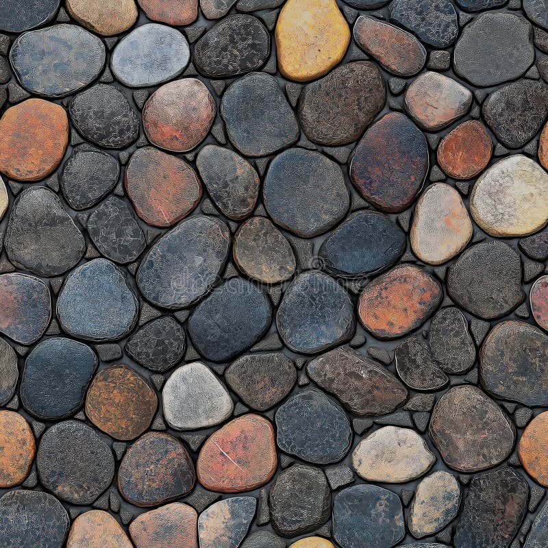 Seamless Cobblestone Texture Colorful Stone Background for Design AI ...
