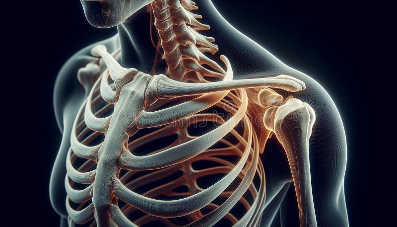 Detailed Human Skeleton Image of Upper Body Stock Illustration ...