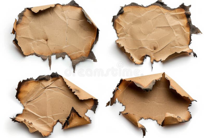 High-resolution Image Showcasing Different Pieces of Burnt Paper with ...