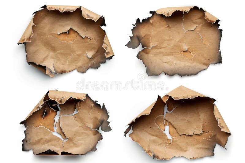High-resolution Image Showcasing Different Pieces of Burnt Paper with ...