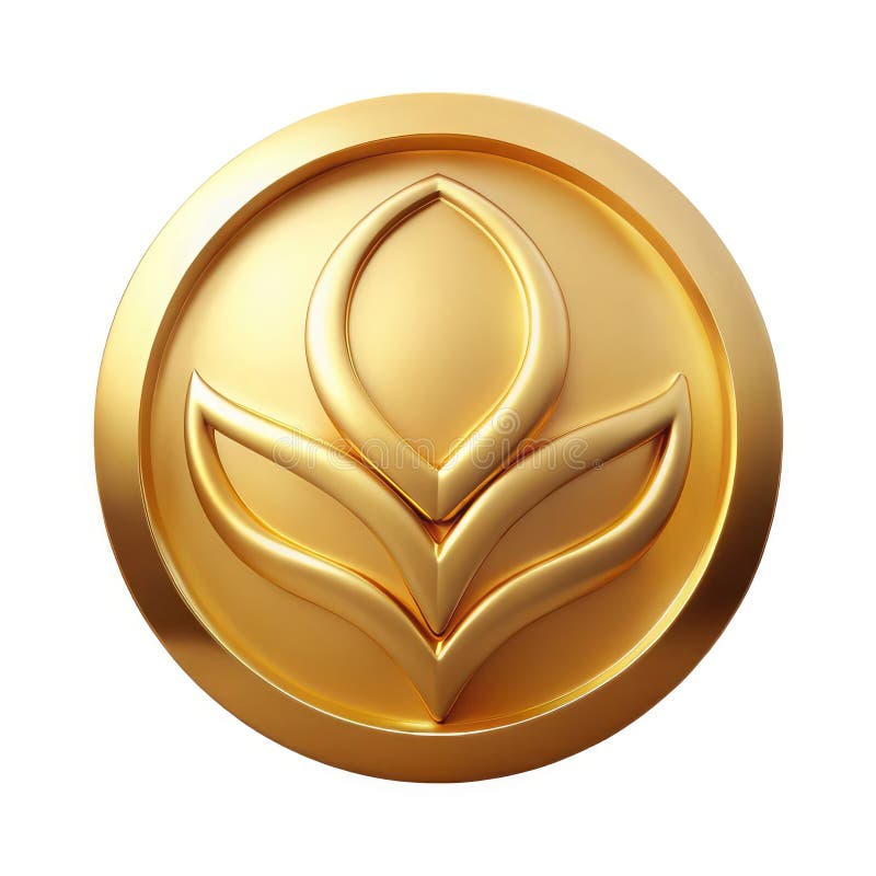 Golden Floral Emblem Medallion Isolated on White Background Stock ...