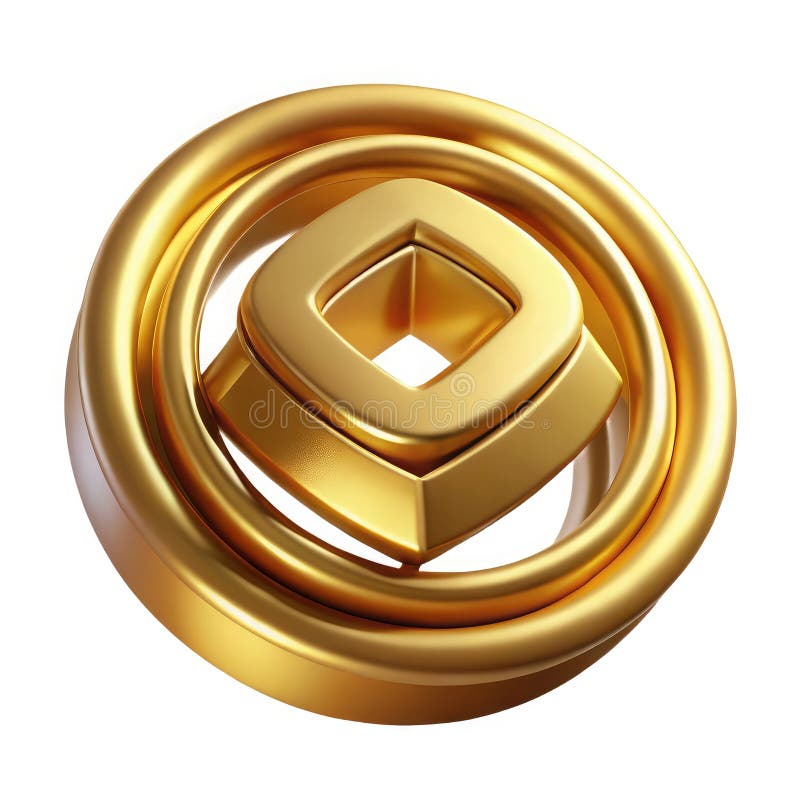 Golden Square Symbol with Concentric Rings Isolated on White Background ...