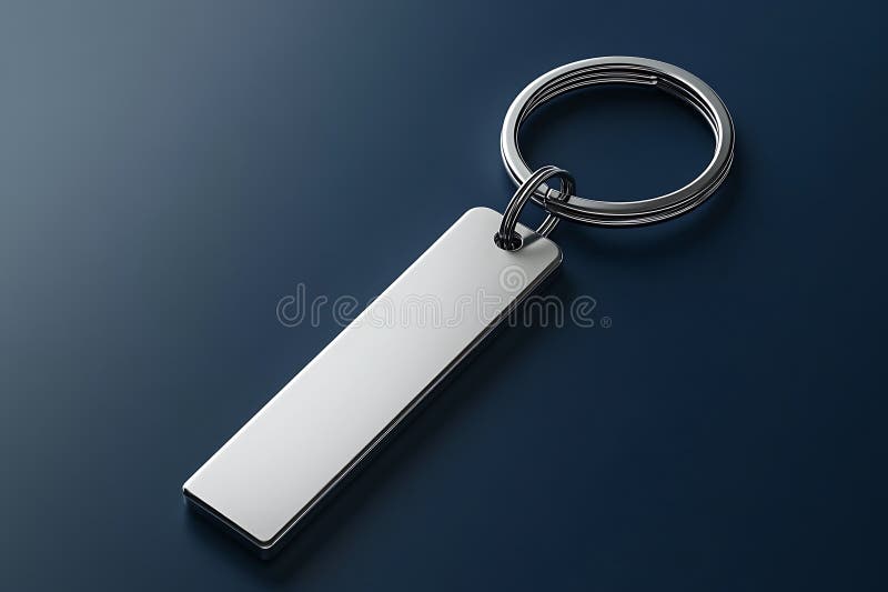 Blank Metal Keyring with Rectangular Tag Mockup - Modern Minimalist Design Stock Illustration ...