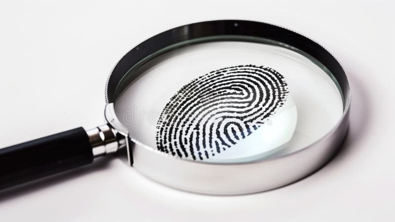 Fingerprint Under Magnifying Glass Detail Stock Illustration ...