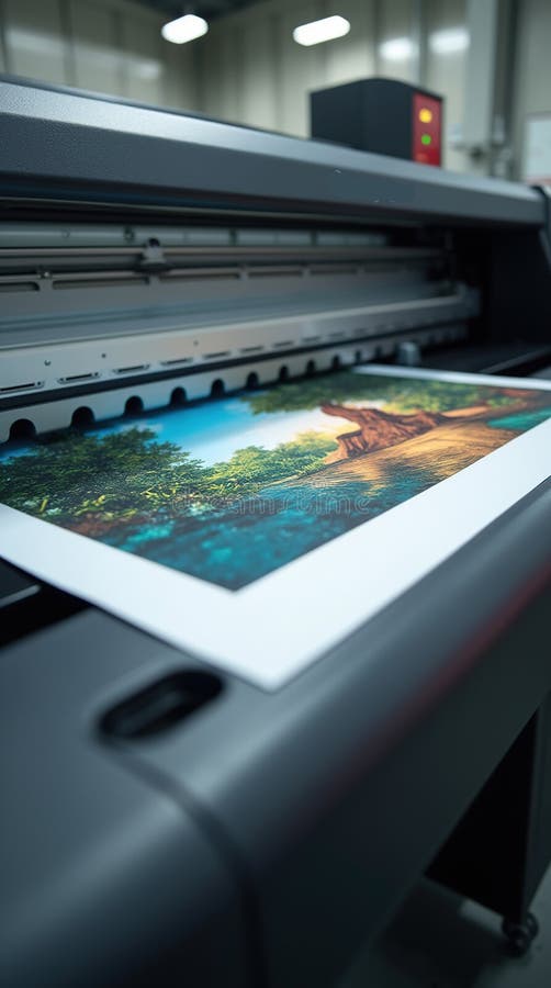 Wide Format Industrial Printer Creating Large Colorful Print Stock ...