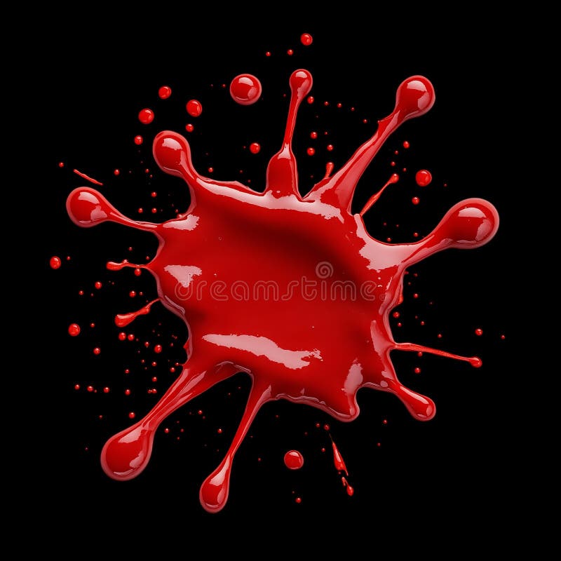 Red Liquid Ketchup Drop Falling Isolated on Black Background with ...
