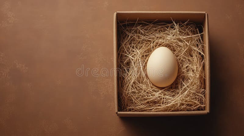 High-Resolution Image of a Single Egg Nestled in a Box with Straw ...