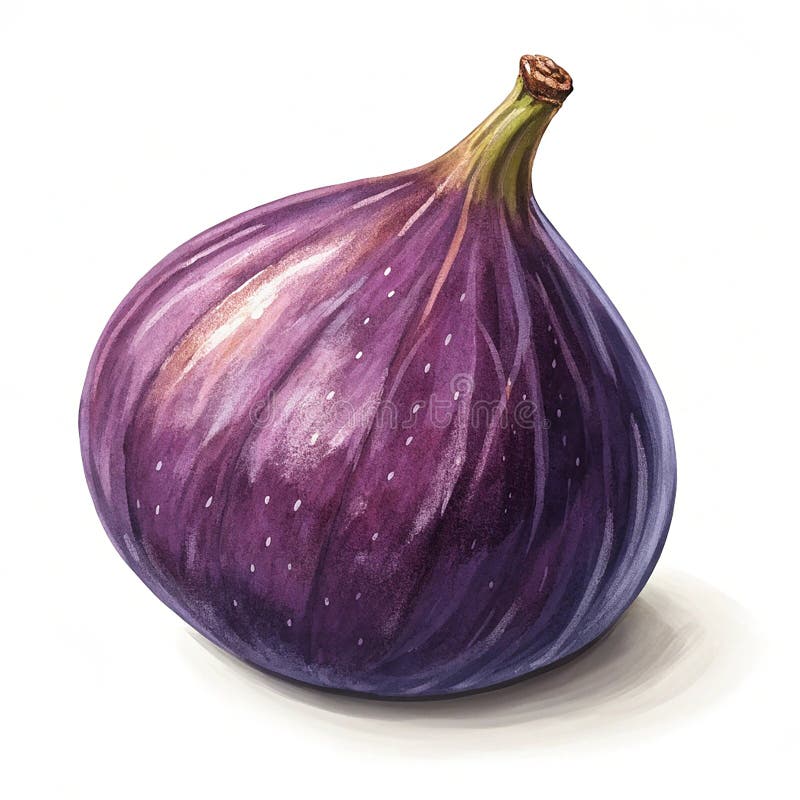 Single Fig with Purple Skin on Transparent Background Stock ...