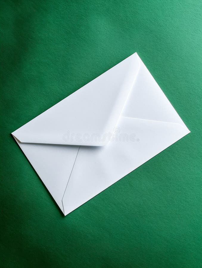 High Resolution Image of a Single White Envelope on a Green Background ...