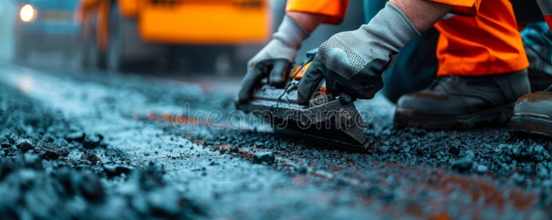 Close-up of Hands Operating a Paving Machine at a Construction Site ...