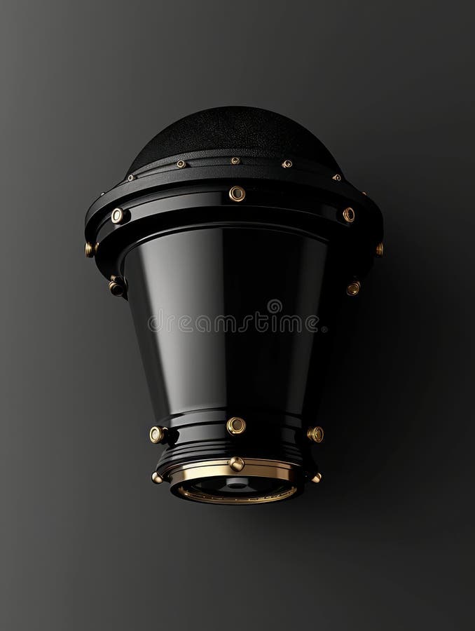 High Resolution Image of a Sleek Black and Gold Object with Industrial ...
