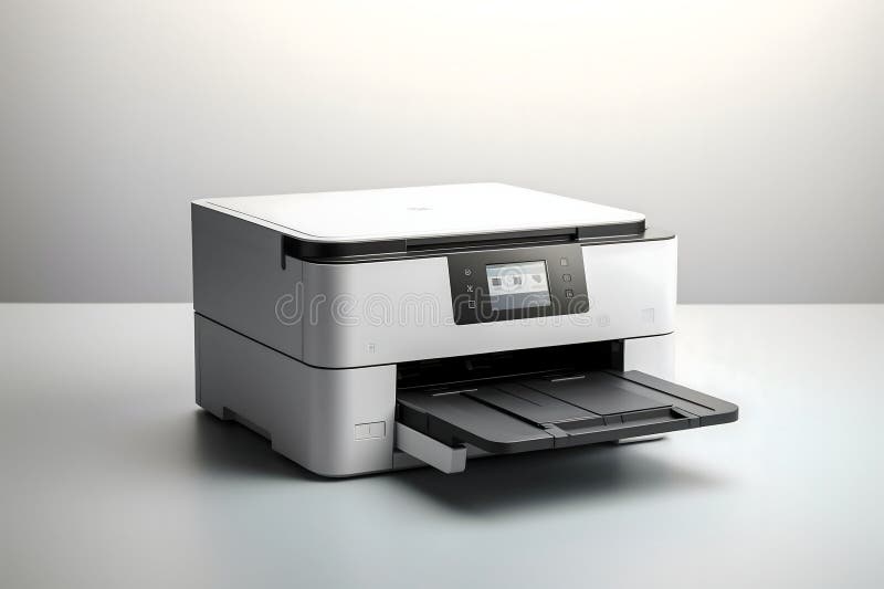 High-Resolution Image of a Sleek White Wireless Printer with an Open ...