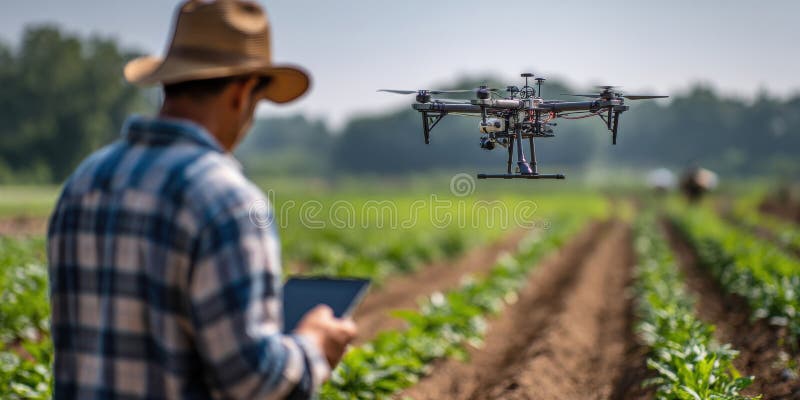 A 4K Photo of Smart Farmer Utilizing Drones for Field Research, Land Scanning, and Advanced ...