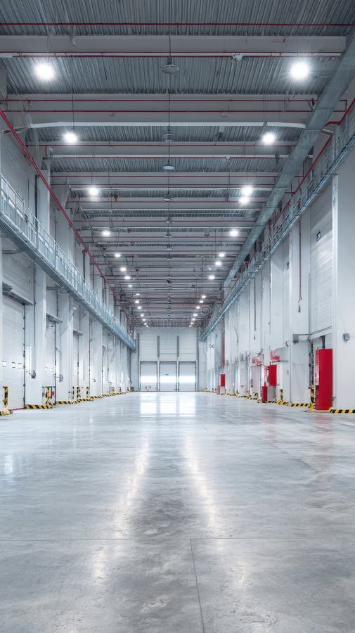 A 4K Photo of Spacious Empty Industrial Warehouse Interior with High ...