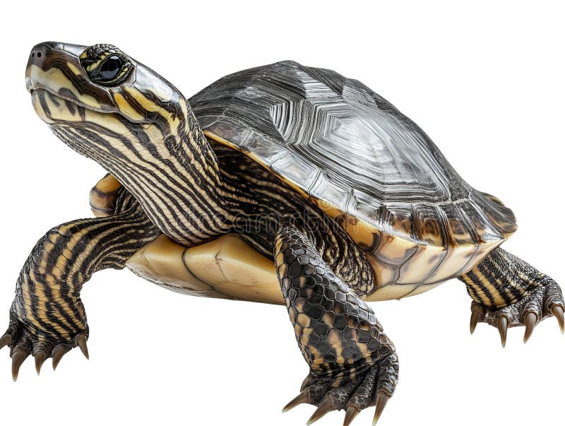 Striped Turtle Isolated on White Background Stock Photo - Image of ...