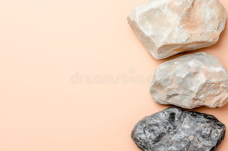 Three Irregular Shaped Stones on a Peach Background Natural Stone ...