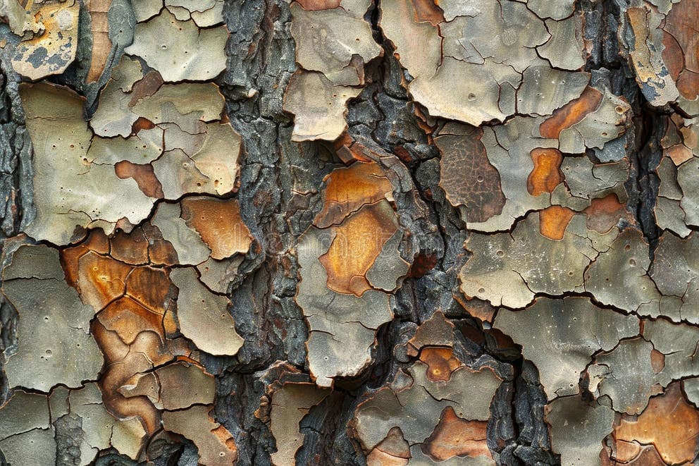 Textured Tree Bark: Abstract Close-up of Cracked Wood Surface Stock ...