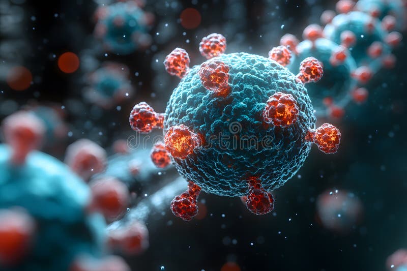 Microscopic View of Virus Particles with Detailed Cellular Structures ...