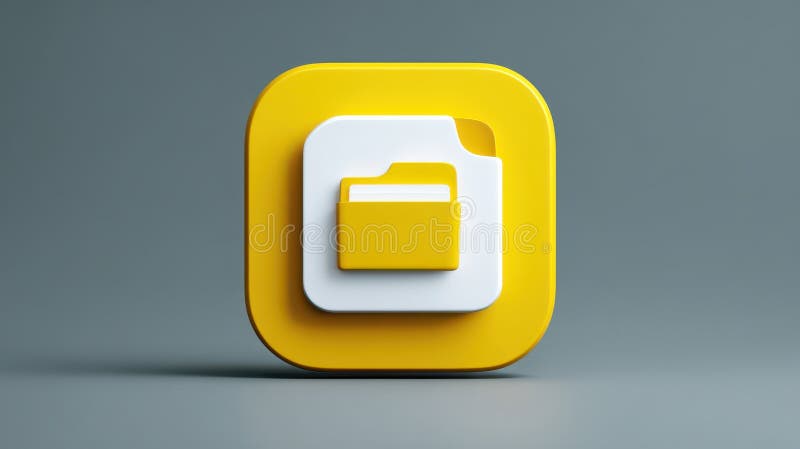 A Stunning Image of White File Icon Inside Rounded Yellow Frame on Gray ...