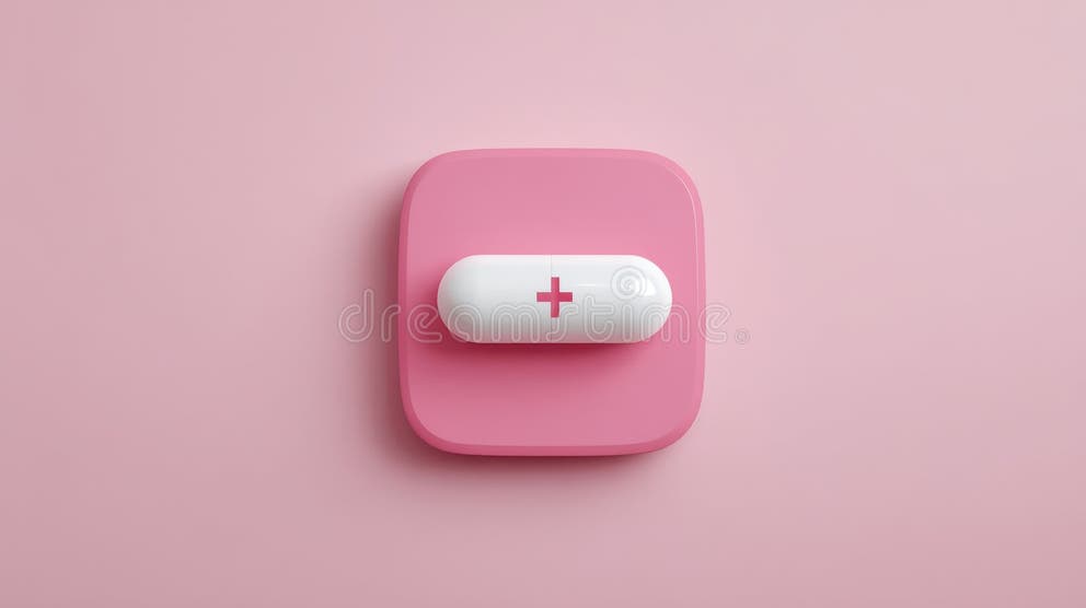 A Stunning Image of White Pill Presenting on Pink Rounded Square Icon ...