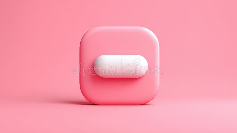 A Stunning Image of White Pill Presenting on Pink Rounded Square Icon ...