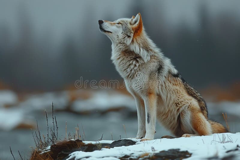 High Resolution Image of Wolf Silhouette Howling on Cliff Under ...