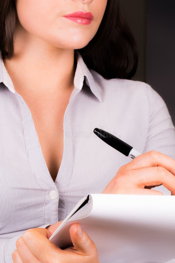 Young Professional Female Taking Notes Stock Image - Image of adviser ...