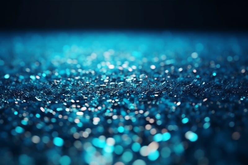 Blue Glitter Particles on Dark Blue Background. 3d Rendering Toned ...