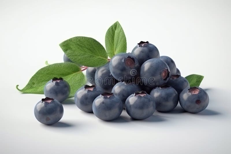 Blueberries with Leaves on a White Background Stock Illustration ...