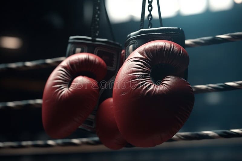 Boxing Gloves on a Dark Background. 3d Rendering. Toned Image. Stock ...