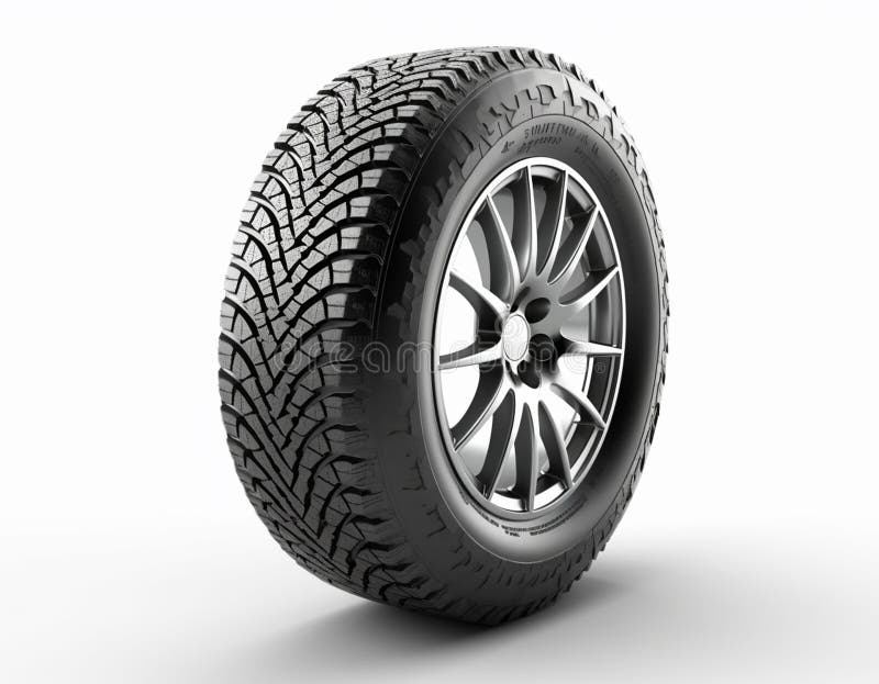 Car Wheel on a White Background. 3d Rendering. 3d Illustration. Stock ...