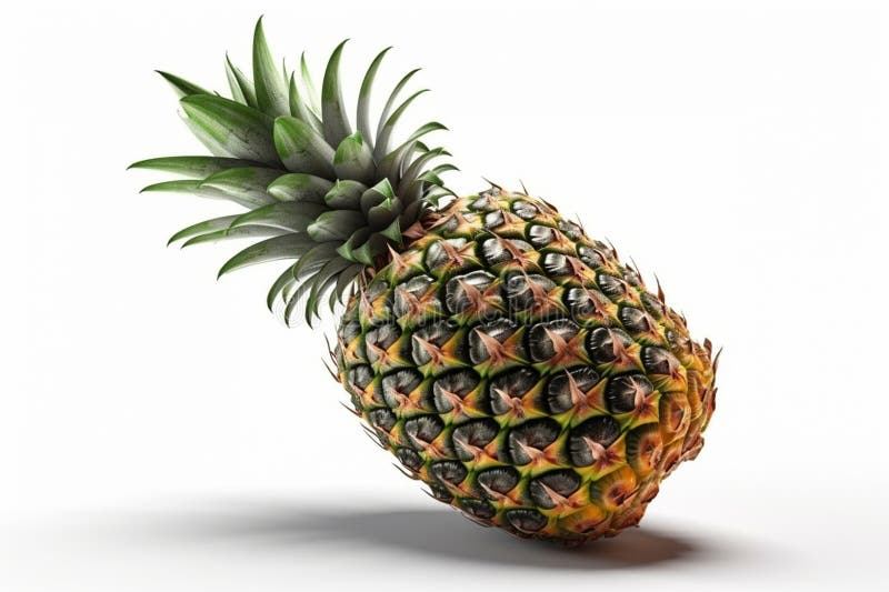 A Pineapple with a Large Green Leaf on the Top Stock Illustration ...