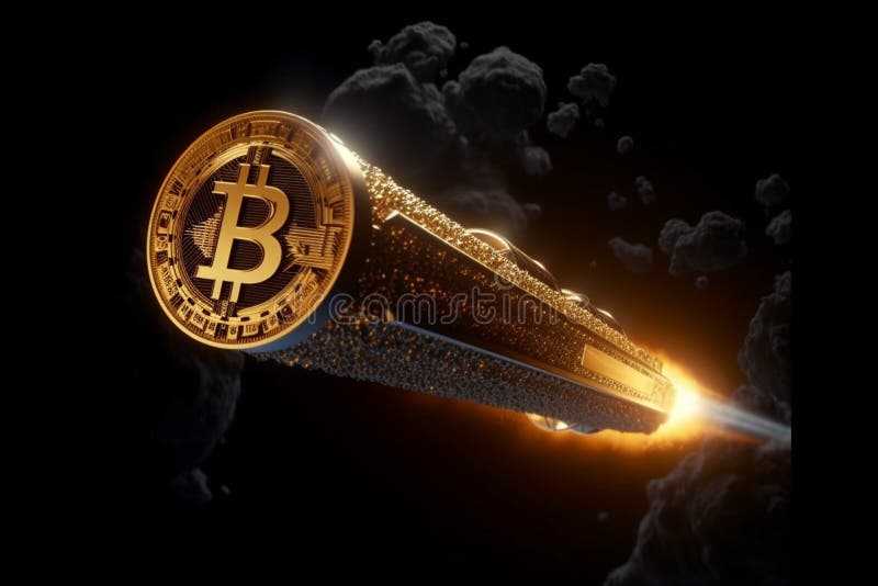 A Rocket Launcher in the Bitcoin Logo Represents Cryptocurrencies Stock ...