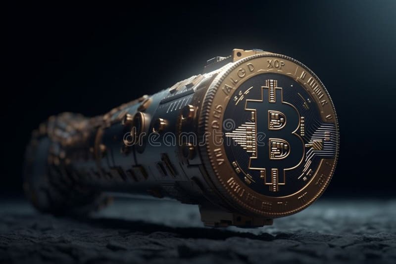 A Rocket Launcher in the Bitcoin Logo Represents Cryptocurrencies Stock ...