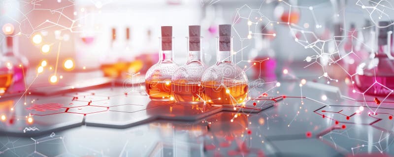 High-resolution Laboratory with Chemical Bottles on Futuristic ...