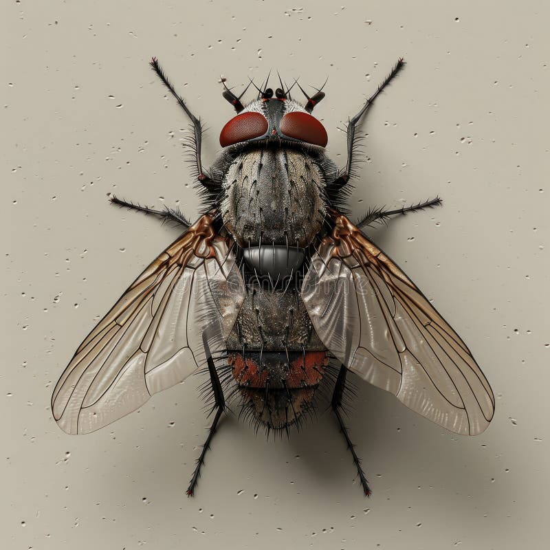 Detailed Close-up of a Fly on White Background Stock Image - Image of ...