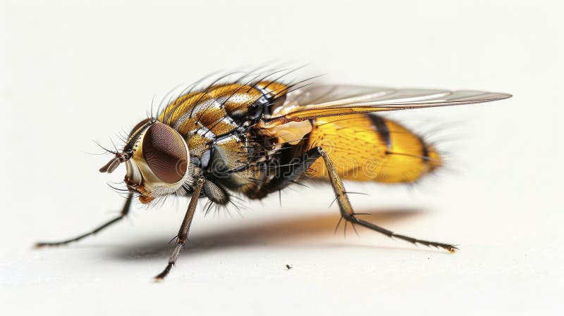 Detailed Close-up of a Fly on White Background Stock Photo - Image of ...