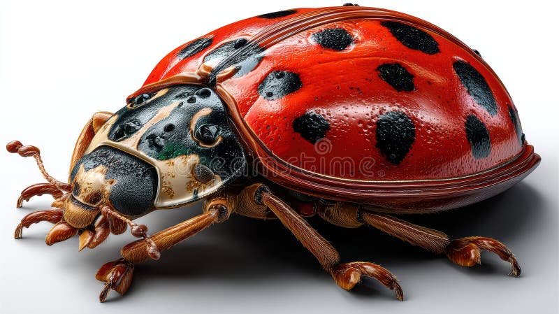 Macro View of a Red Ladybug with Detailed Body and Vivid Shell Texture ...
