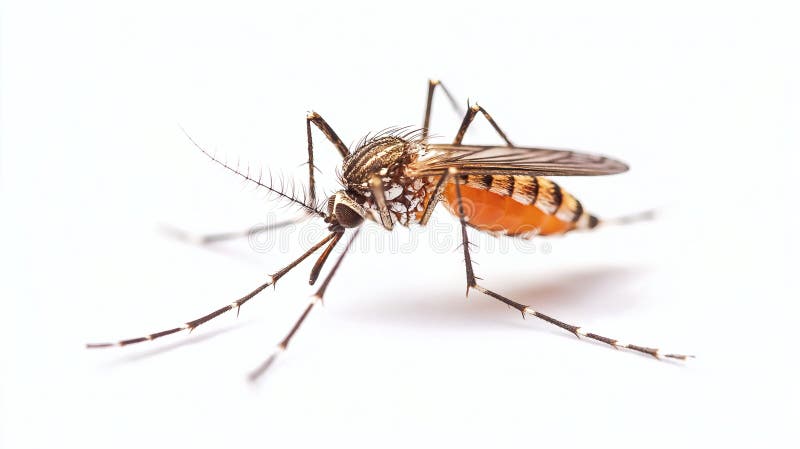 Close-Up of a Mosquito on White Background Stock Illustration ...