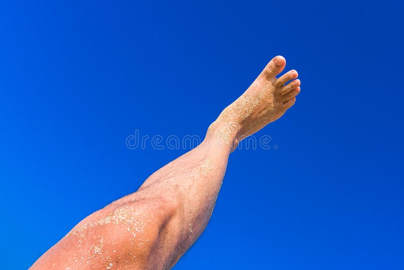 High Resolution Male Leg on Blue Sky Background Stock Image - Image of ...