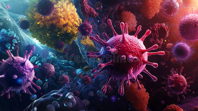 High-Resolution Microbial World â€“ Detailed Bacteria in Action Stock ...