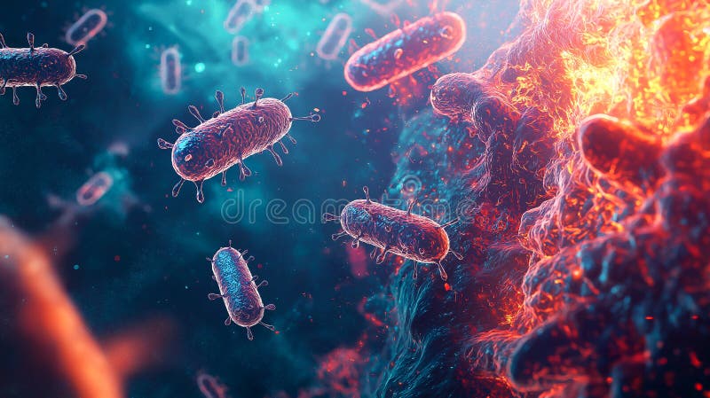 High-Resolution Microbial World â€“ Detailed Bacteria in Action Stock ...